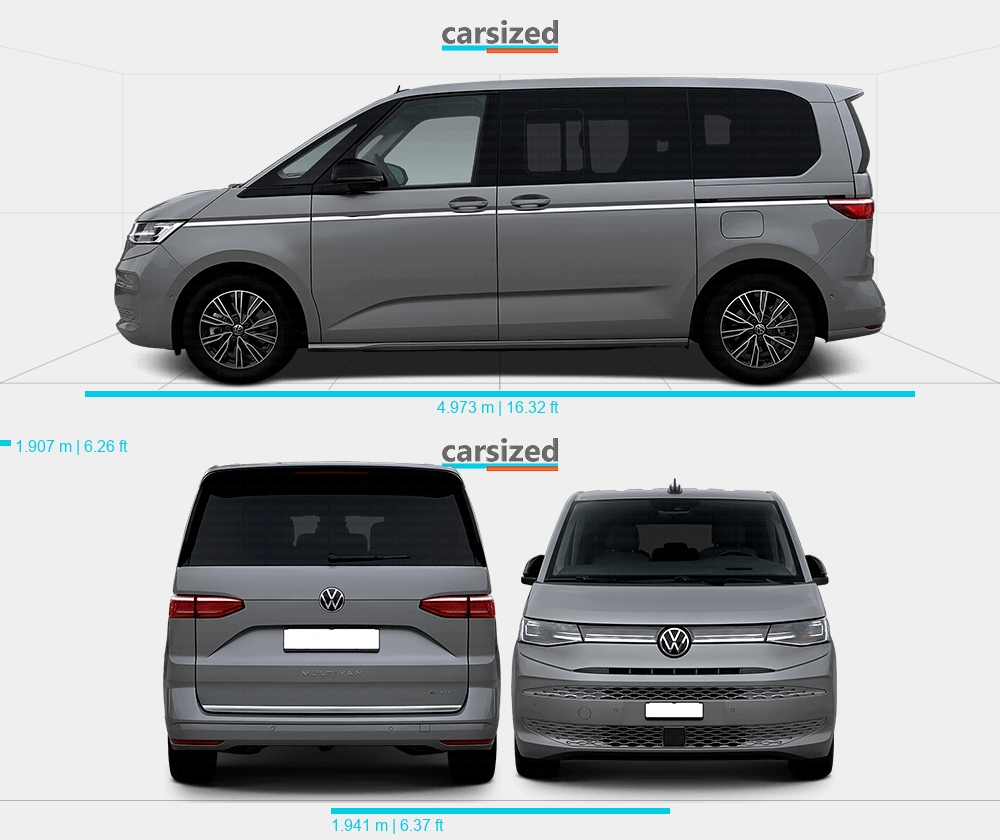 Volkswagen Transporter 2021-presente Dimensiones Vista trasera