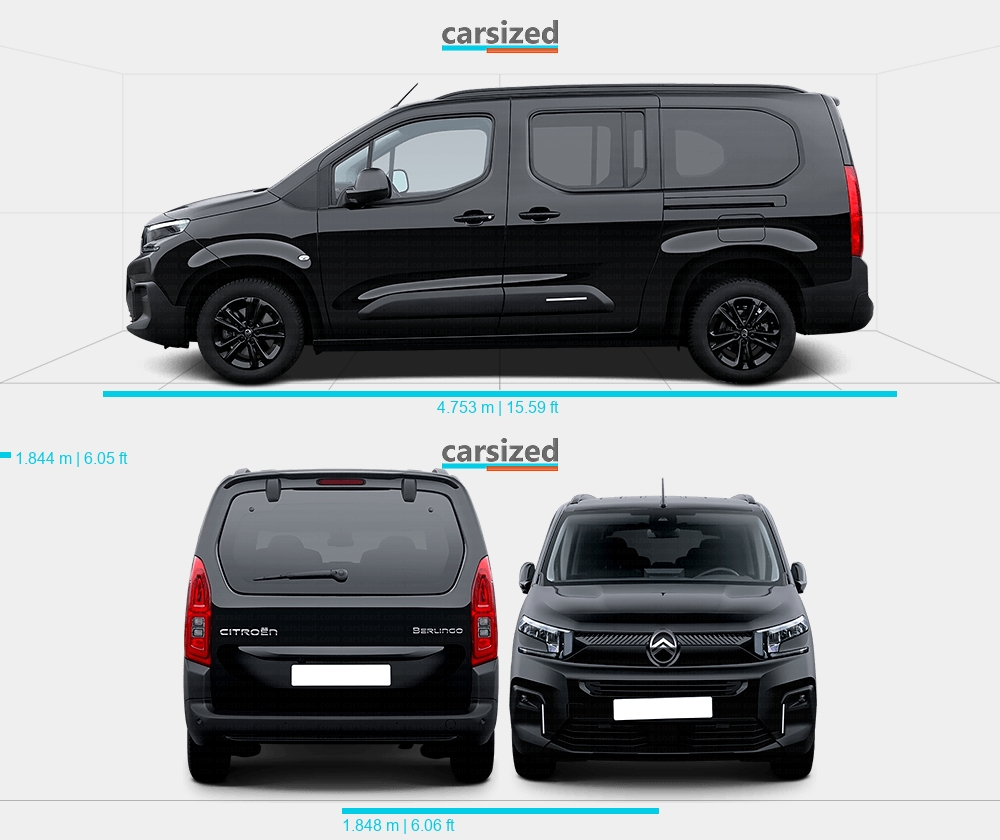 Citroën Berlingo 2024-présent Dimensions Vue latérale