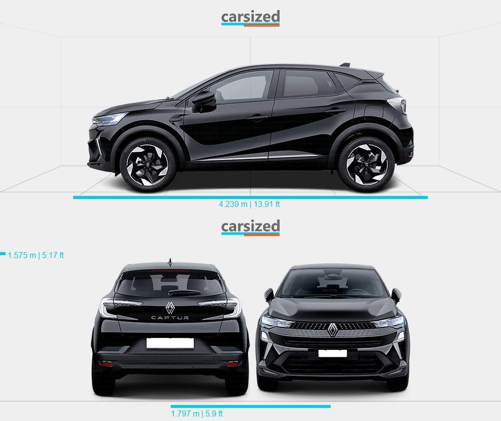 Renault Captur 2024-présent Dimensions Vue latérale