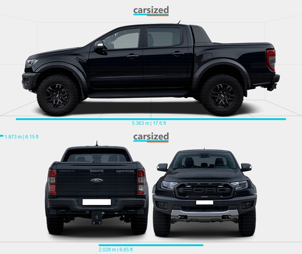 Ford Ranger 2019-現在 寸法 側面図