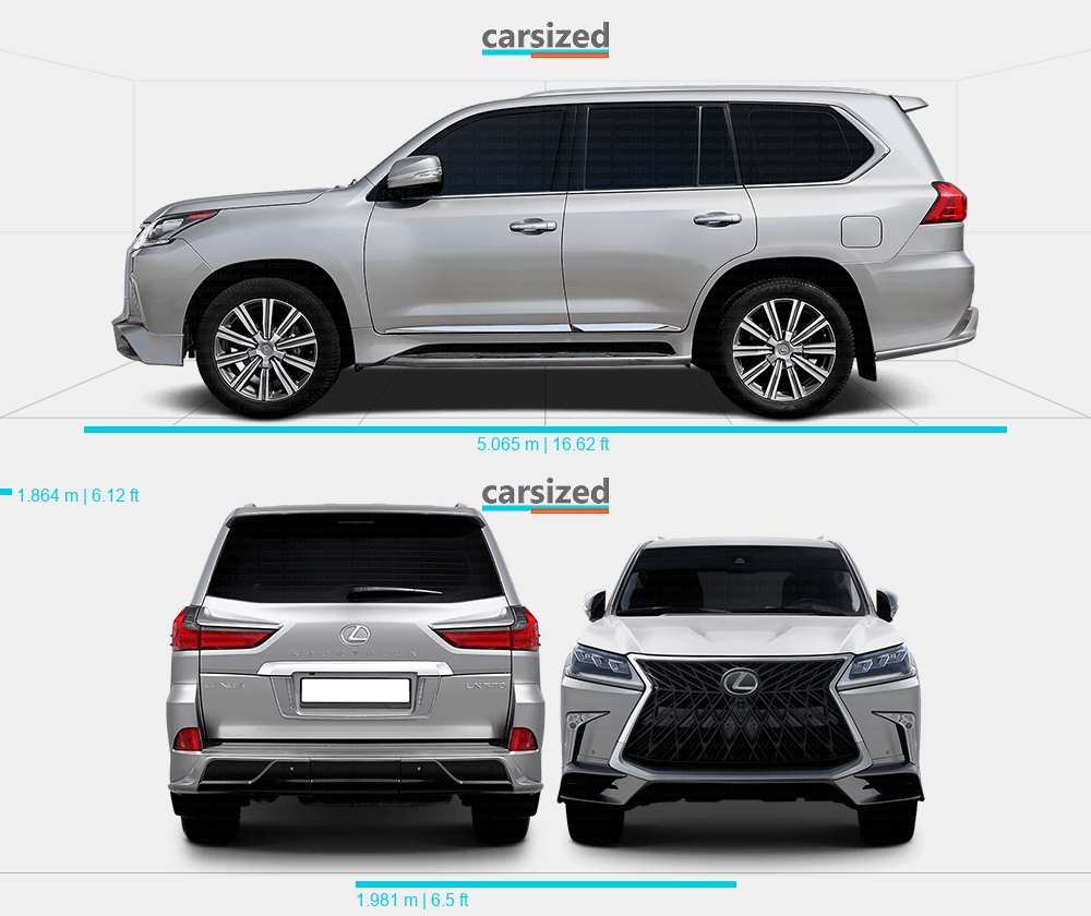 Lexus LX 2015-2021 寸法 側面図