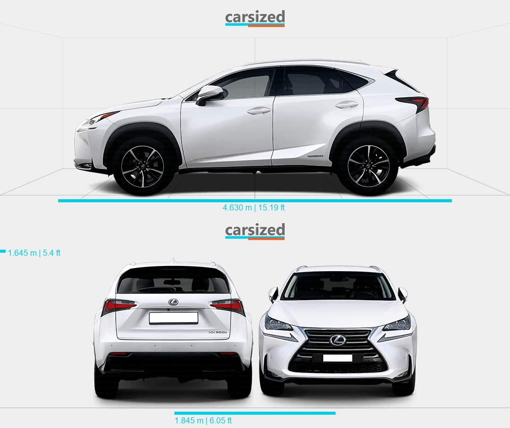 Lexus NX 2014-2017 寸法 側面図