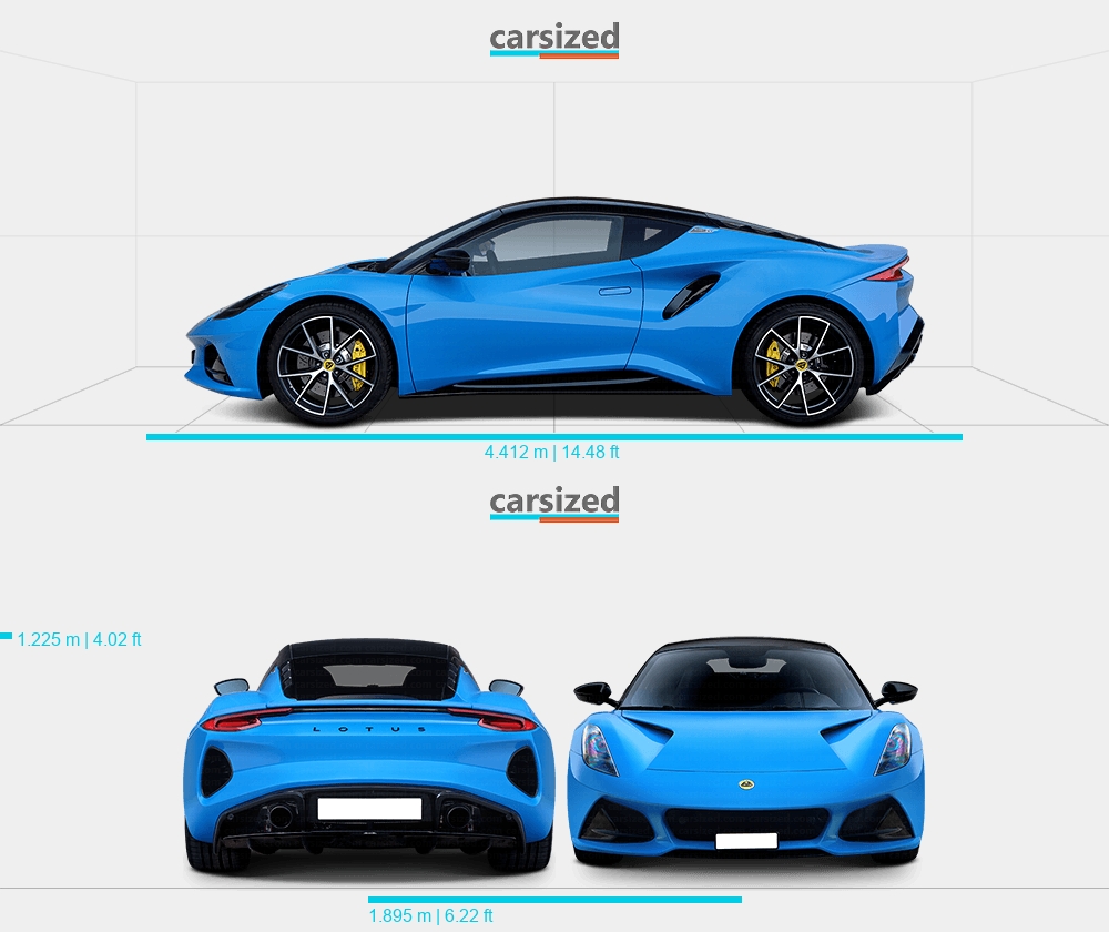 Lotus Emira 2022-現在 寸法 側面図