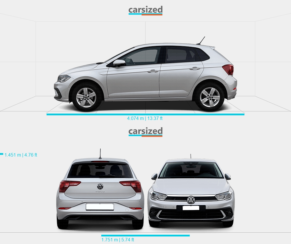 Volkswagen Polo 2021-現在 寸法 側面図